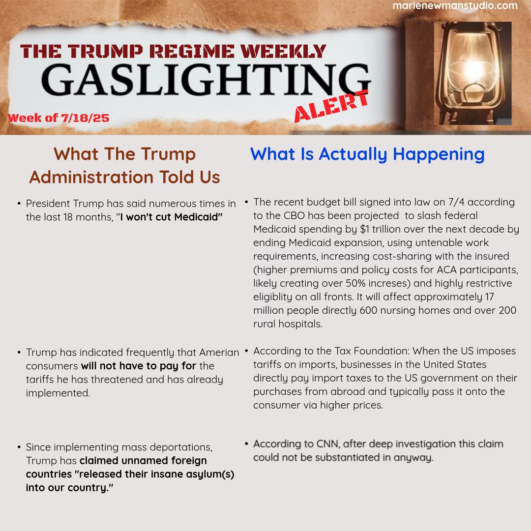 Trump Gaslighting Alert 2025-07-18 - Lisle Township Democratic Organization