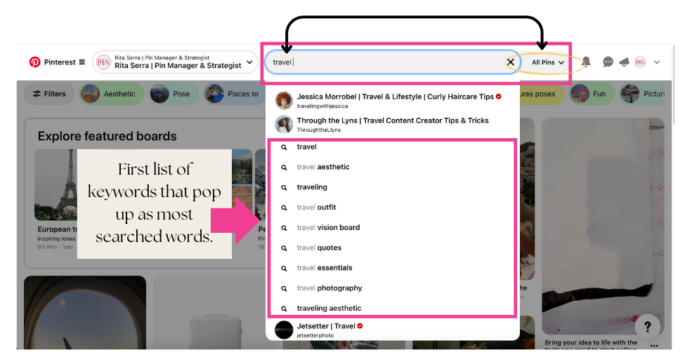 How to find Keywords on Pinterest - by Rita Serra