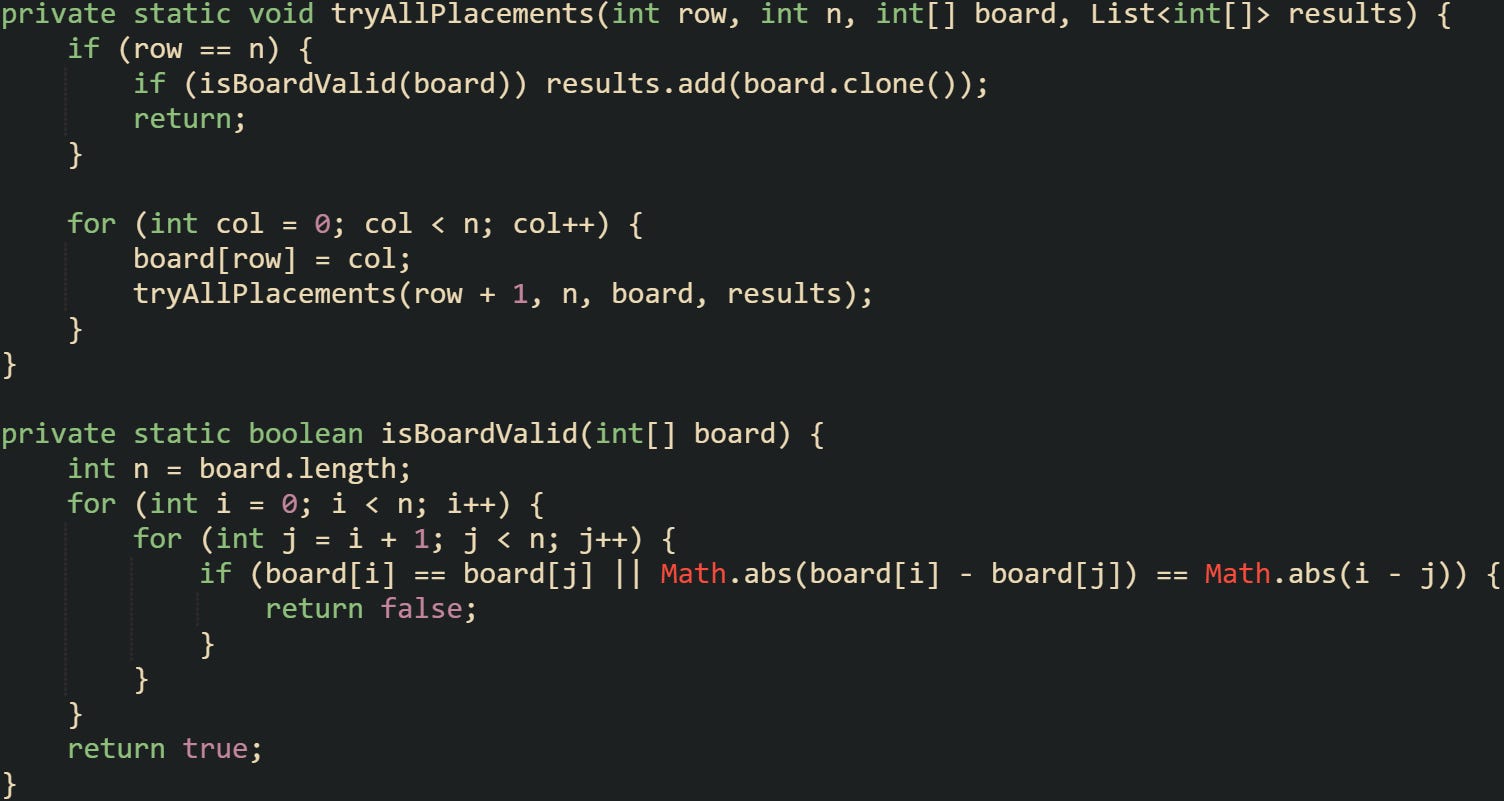 Backtracking through the N Queens Problem in Java
