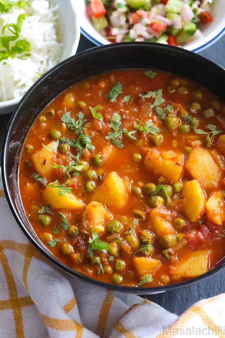 Punjabi Triangle Parathas with Aloo Matar