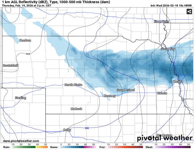 February 19th, 2026 Nebraska Weather - Snowy Thursday Inbound