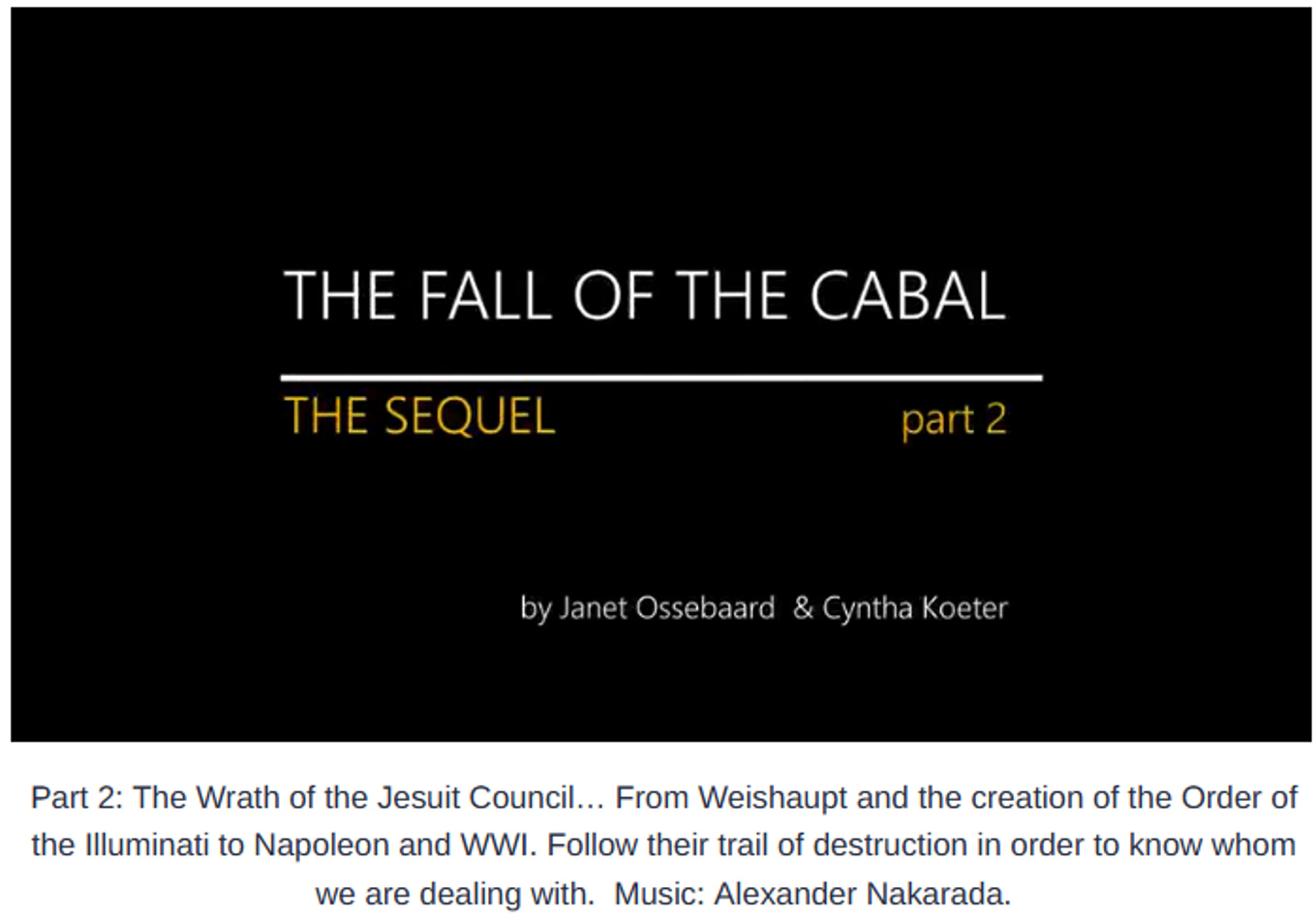The Sequel to “The Fall of The Cabal” Parts 1-5 – In Honour of Janet ...