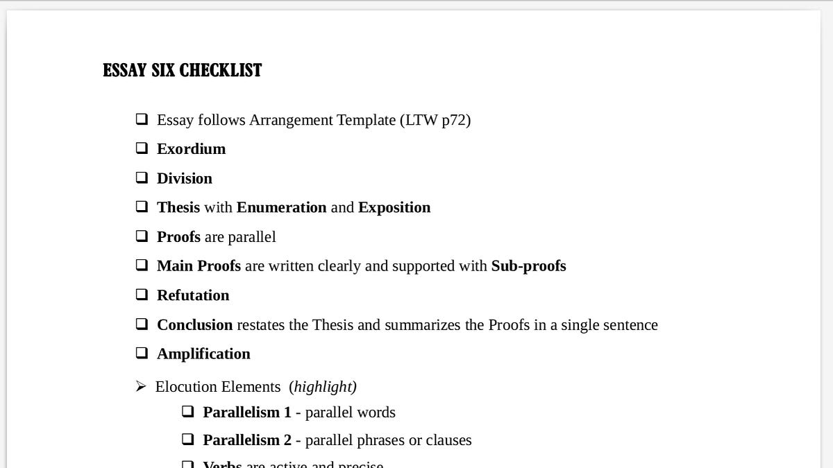 LTW checklists with IEW Styles