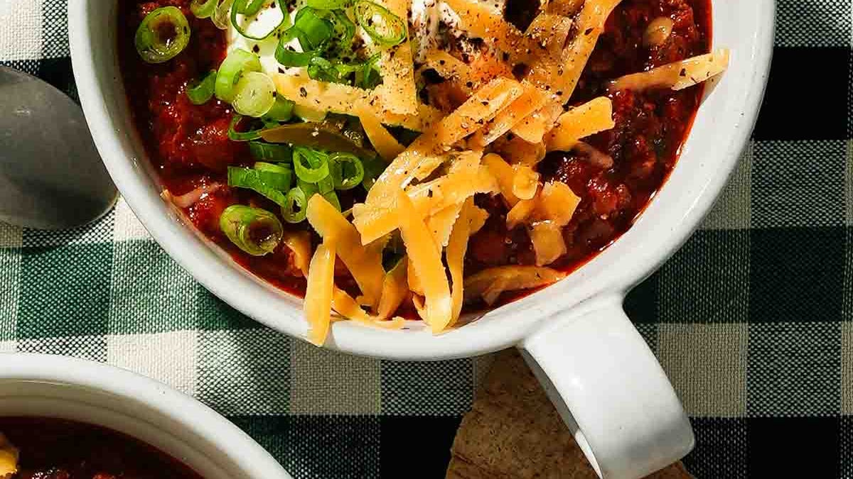Smoky Poblano Beef and Two Bean Chili - by Lindsey Baruch