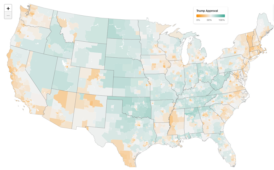 A very detailed map of Trump's job approval
