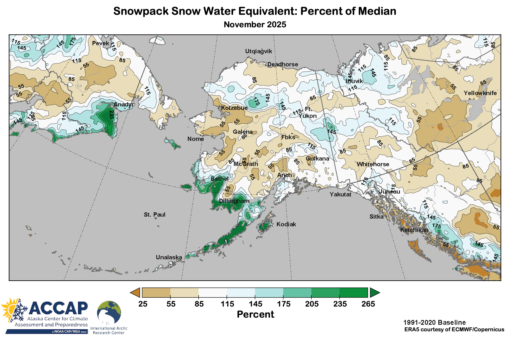 Alaska Climate Summary November 2025 - by Rick Thoman