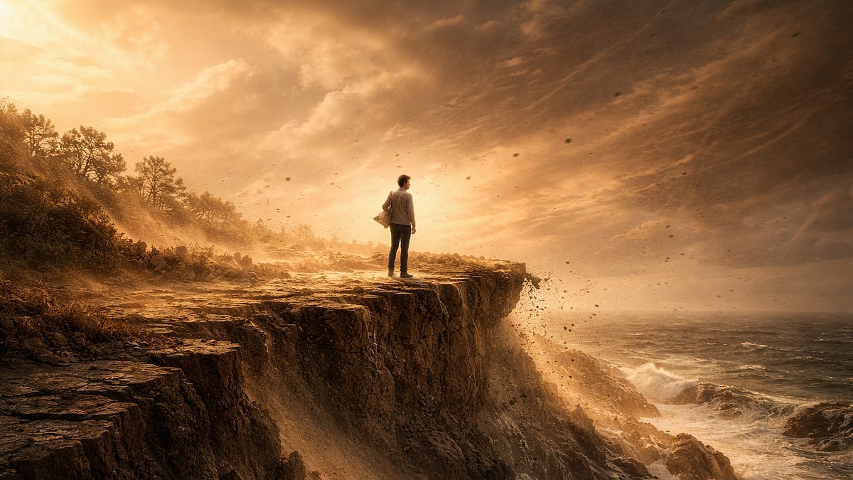 The cliff edge and the hot wind - by Dave Triska