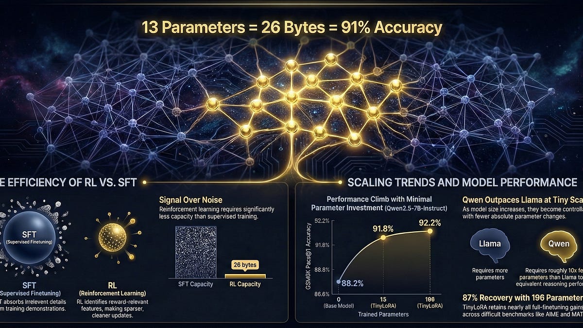 Teaching Language Models to Reason with Just 13 Parameters