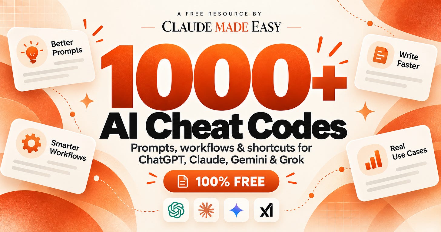 1,000+ AI Cheat Codes for ChatGPT, Claude, Gemini & Grok