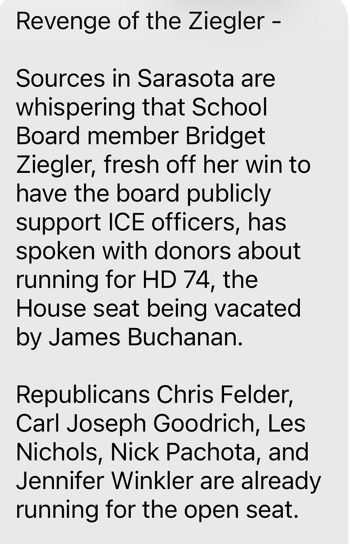 Is Bridget Ziegler plotting her next political scheme?