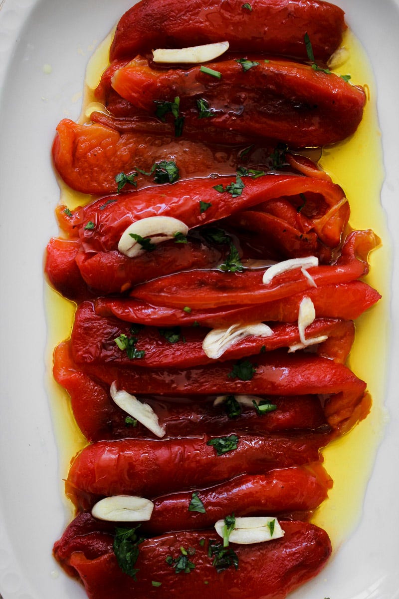 Easy Italian Roasted Peppers (in the oven) - by Gabby