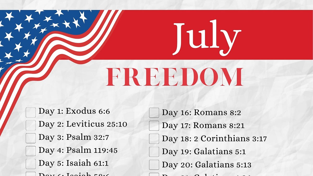 July 2026 Bible Reading Plan - Freedom
