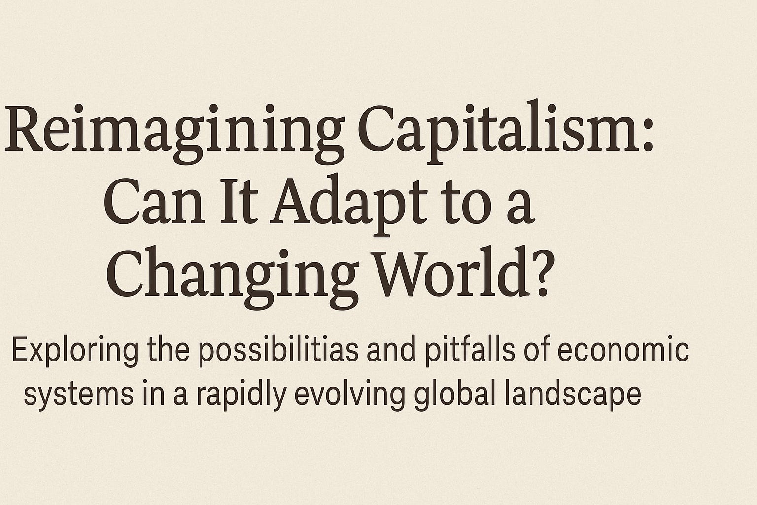 Reimagining Capitalism: Can It Adapt to a Changing World?