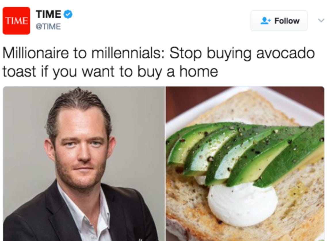 The dismal return of the avocado toast guy