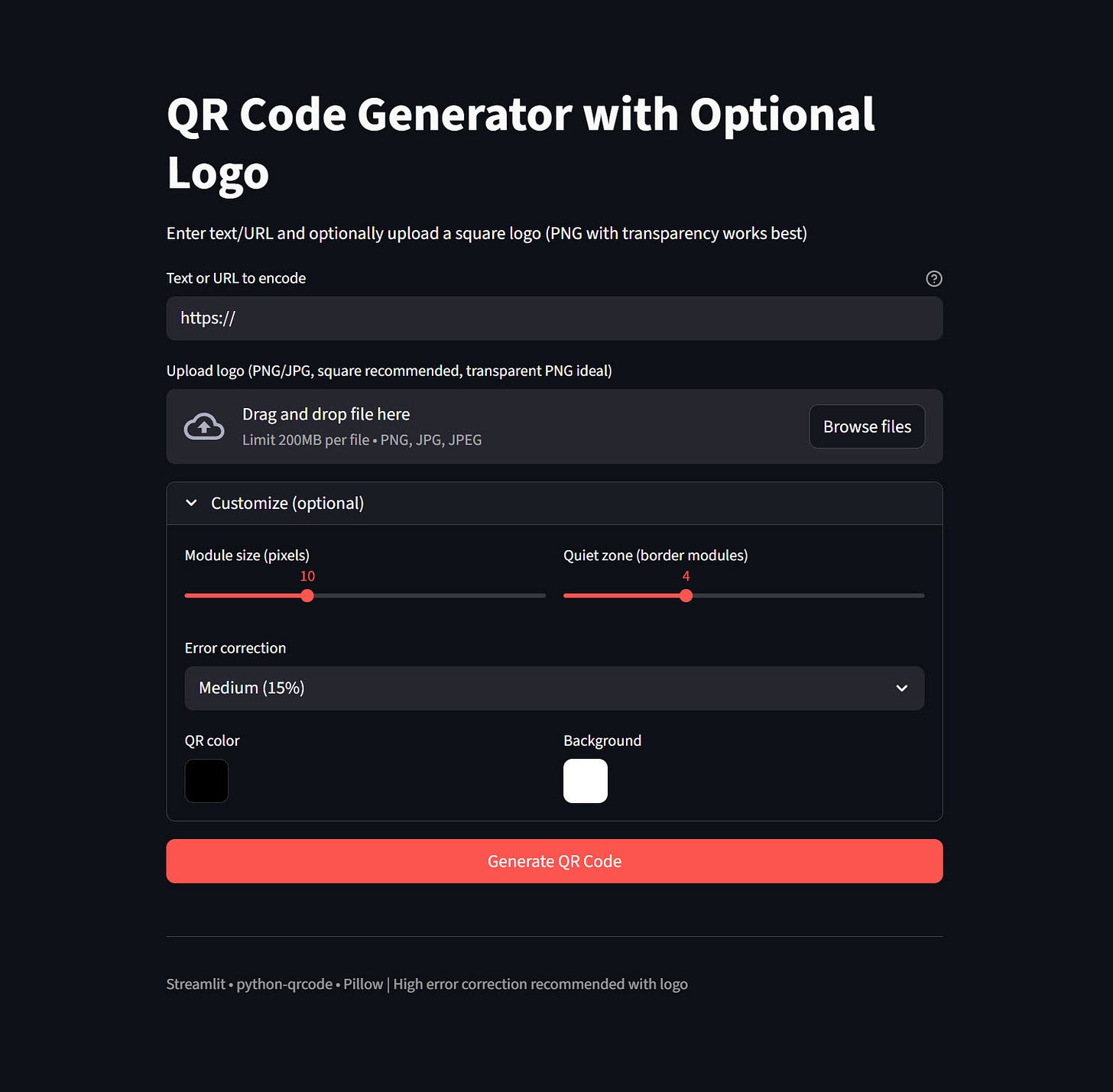 Creating Custom QR Codes with Logos: A Streamlit App for Effortless ...