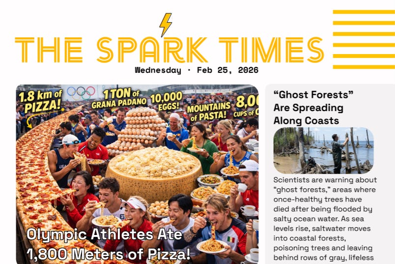 Feb 25, 2026: Olympic Athletes Ate 1,800 Meters of Pizza!