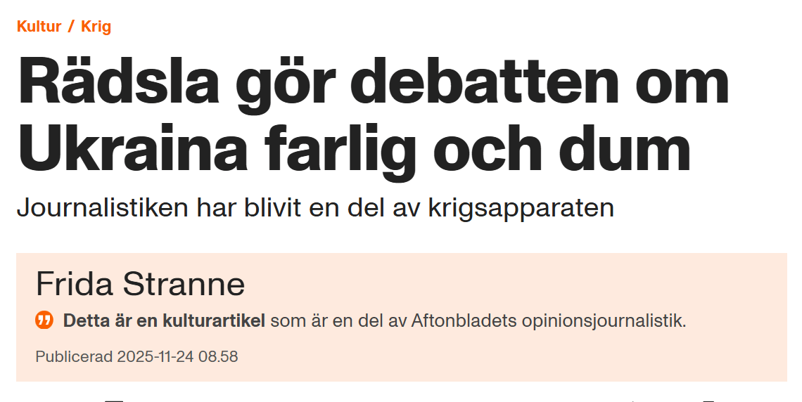 Frida Stranne trampar snett i Ukrainakriget
