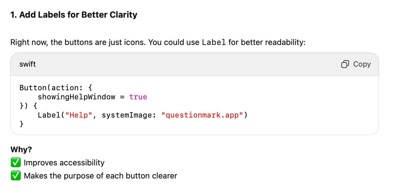 Using ChatGPT alongside Xcode