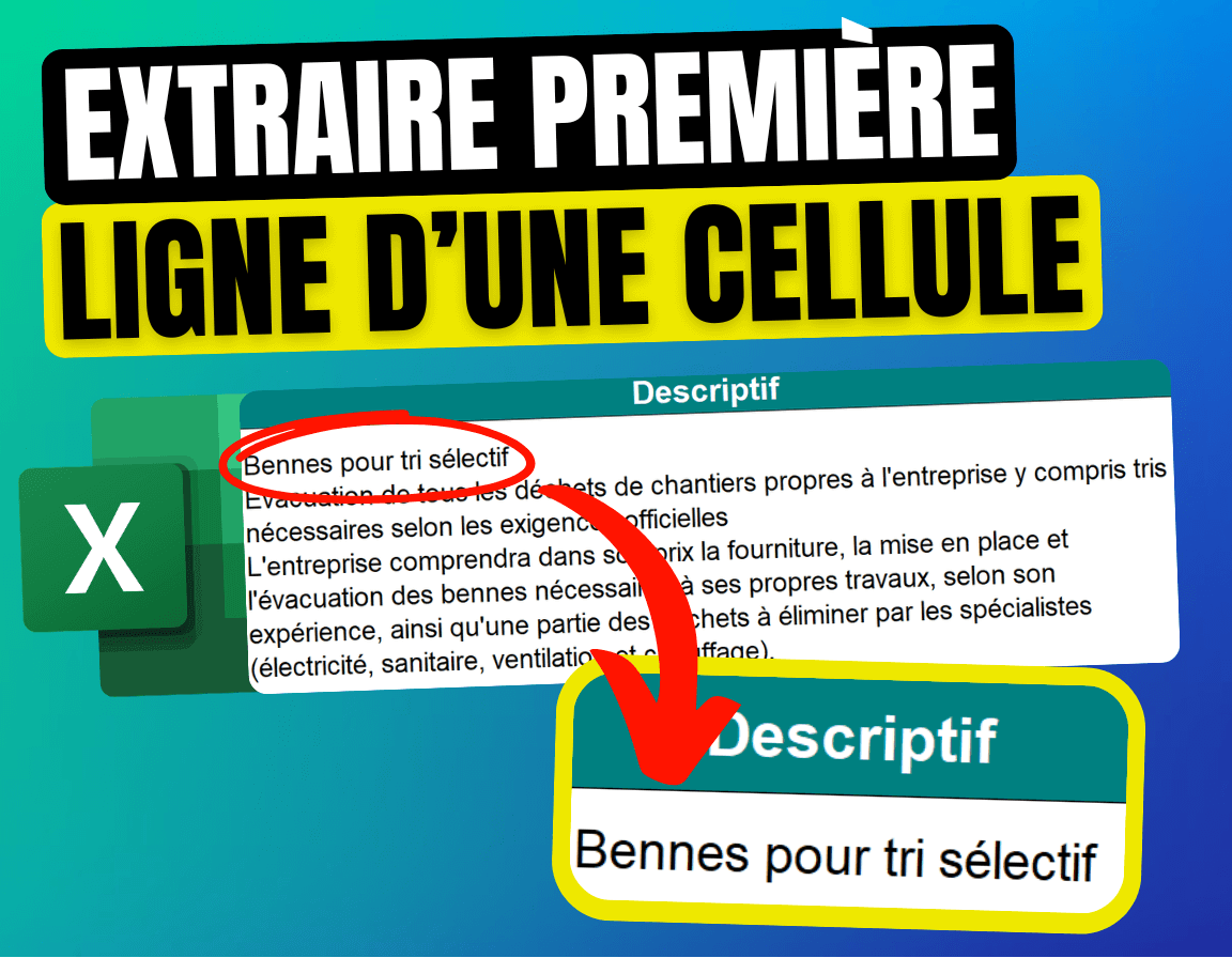 Extraire EN AUTOMATIQUE la première ligne d'un cellule Excel