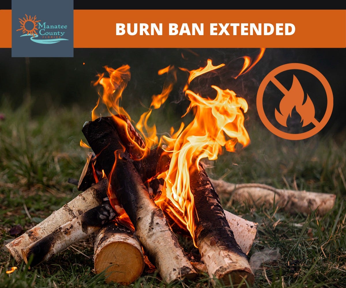 Manatee County Extends Burn Ban Through November 17