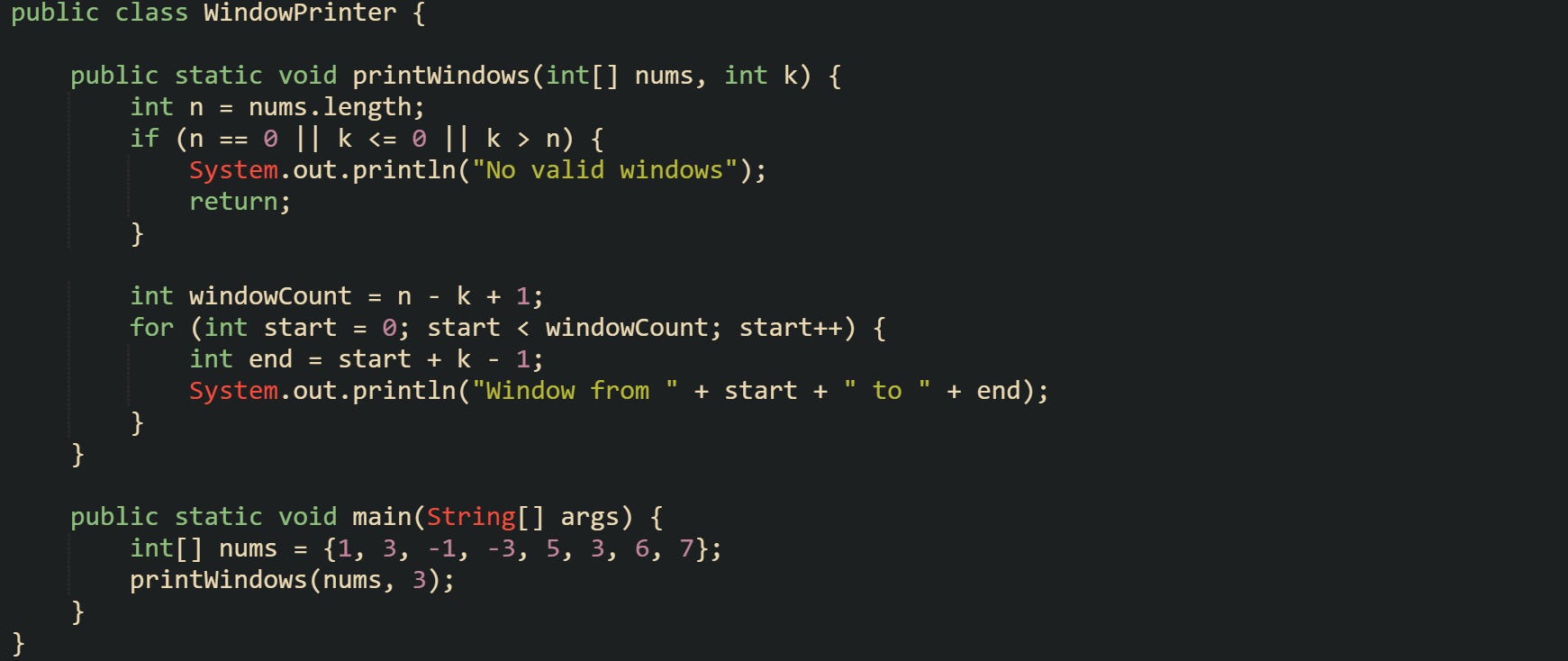 Deque Based Sliding Window Maximum in Java