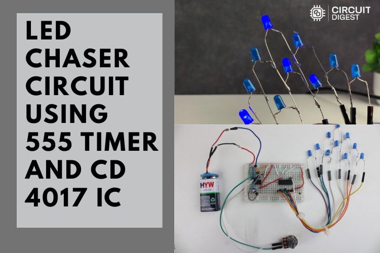 Dynamic LED Chaser Circuit with 555 Timer & CD4017