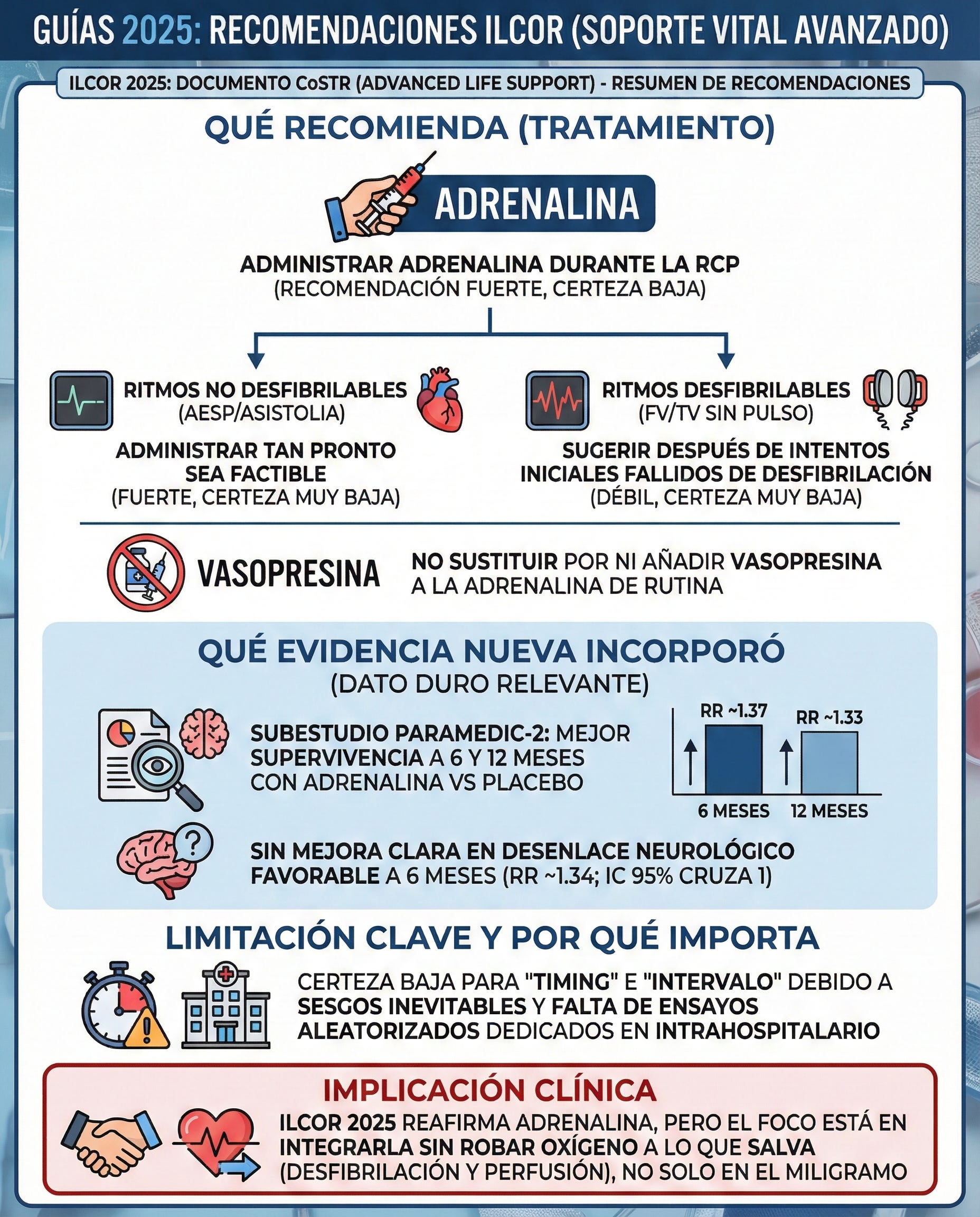 Adrenalina en RCP: guías 2025 y cómo leer la "respuesta real"