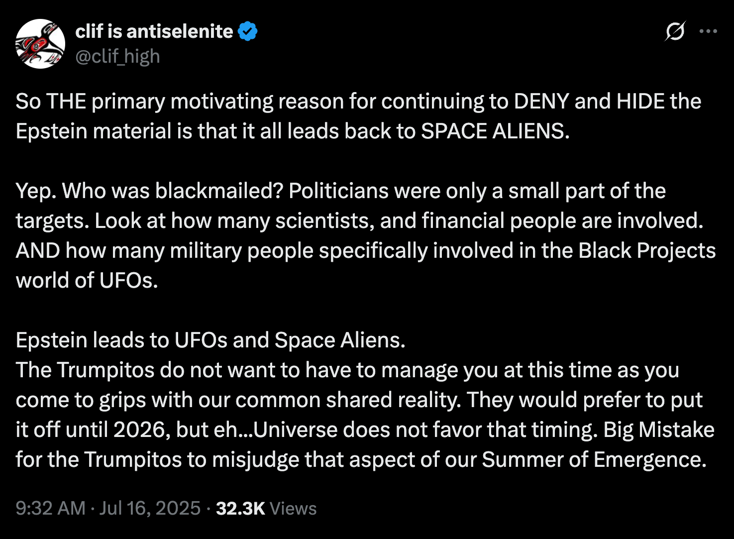 Forbidden.News (@forbiddennews): "@clif high has my favorite ...