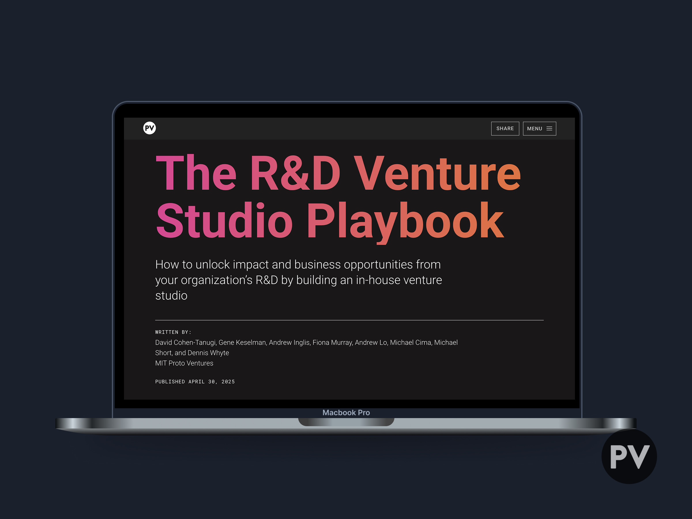 Announcing the Launch of the R&D Venture Studio Playbook