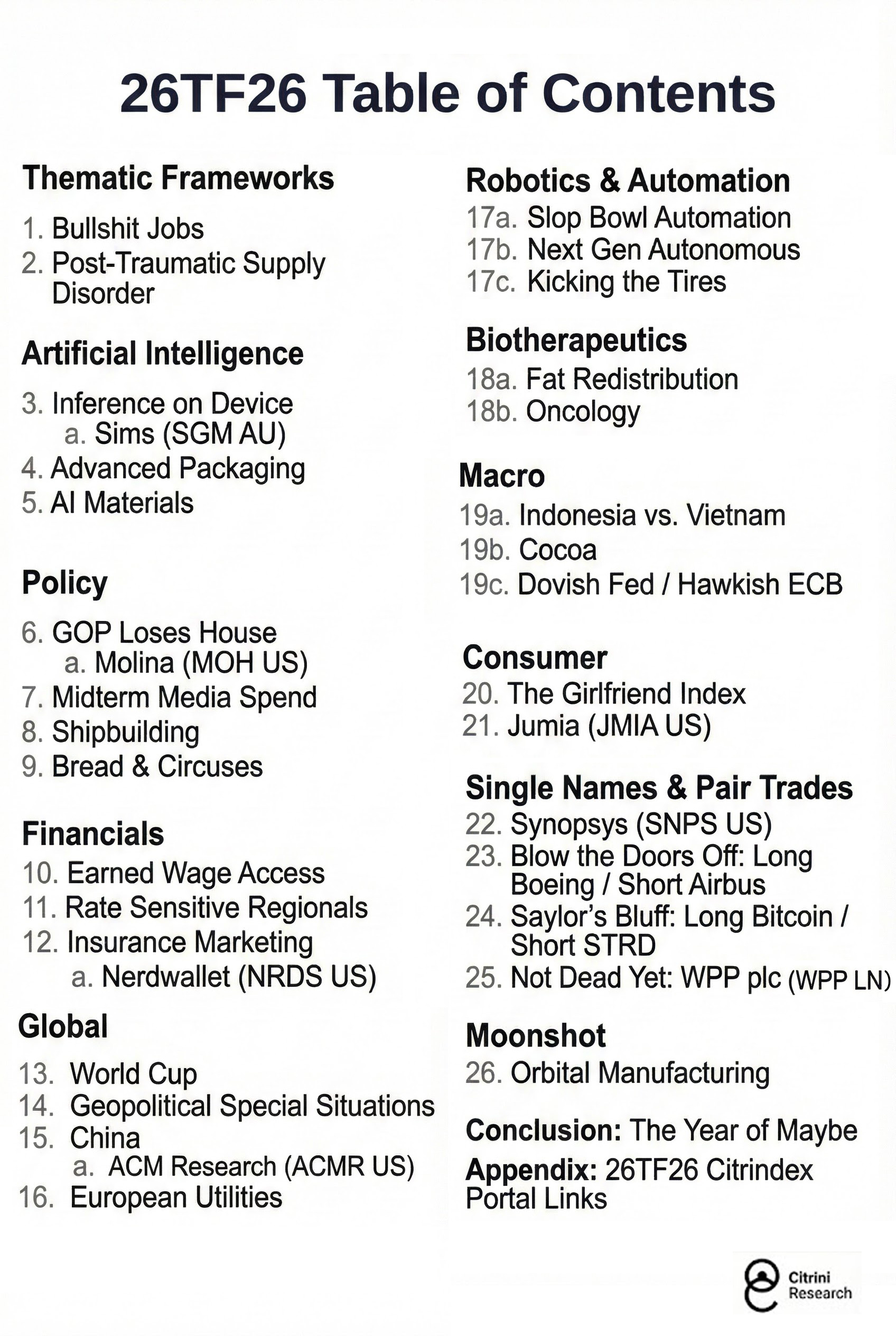 26 Trades for 2026 - Citrini Research