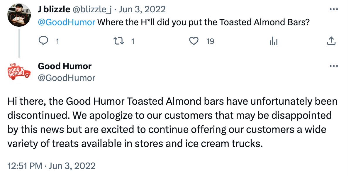 Goodbye, Good Humor Toasted Almond Bars - by Janine Annett