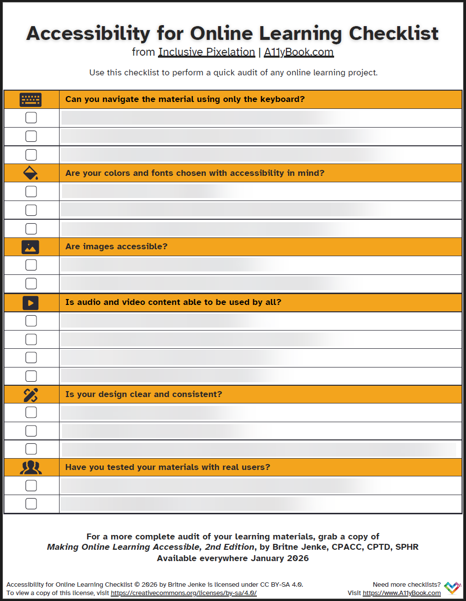 Accessibility for Online Learning Checklist