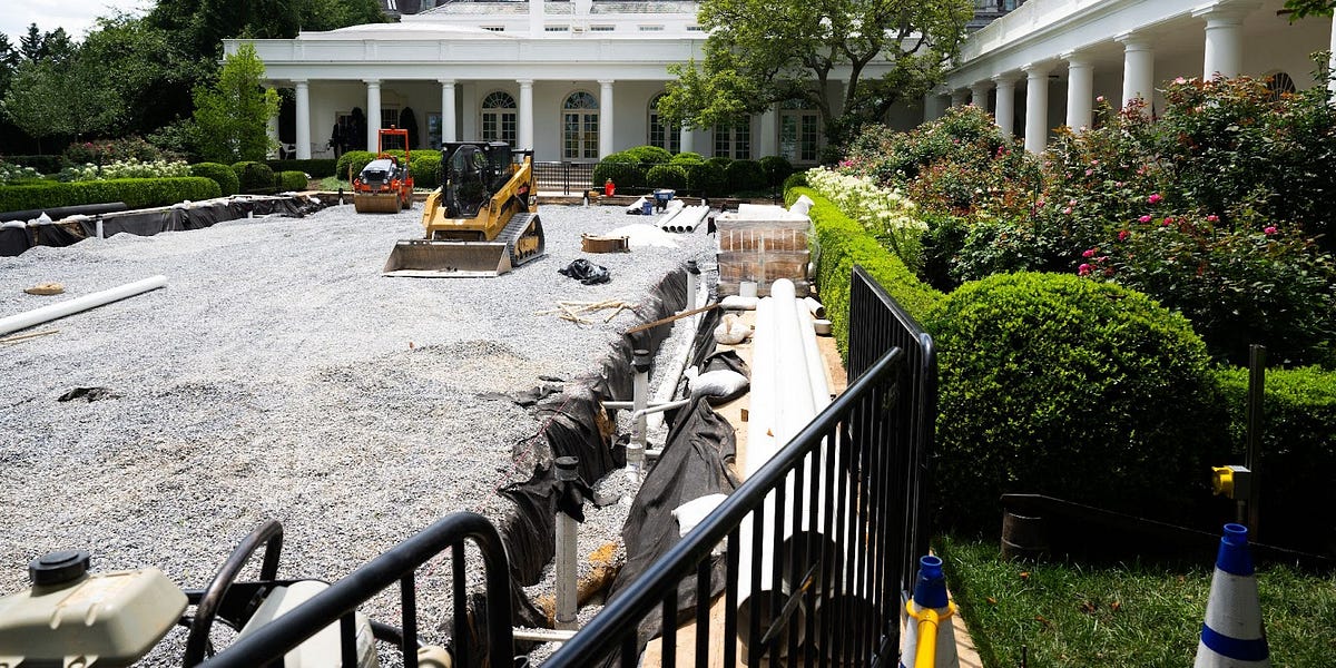 White House Rose Garden Lawn Bulldozed - by Jennifer Taylor
