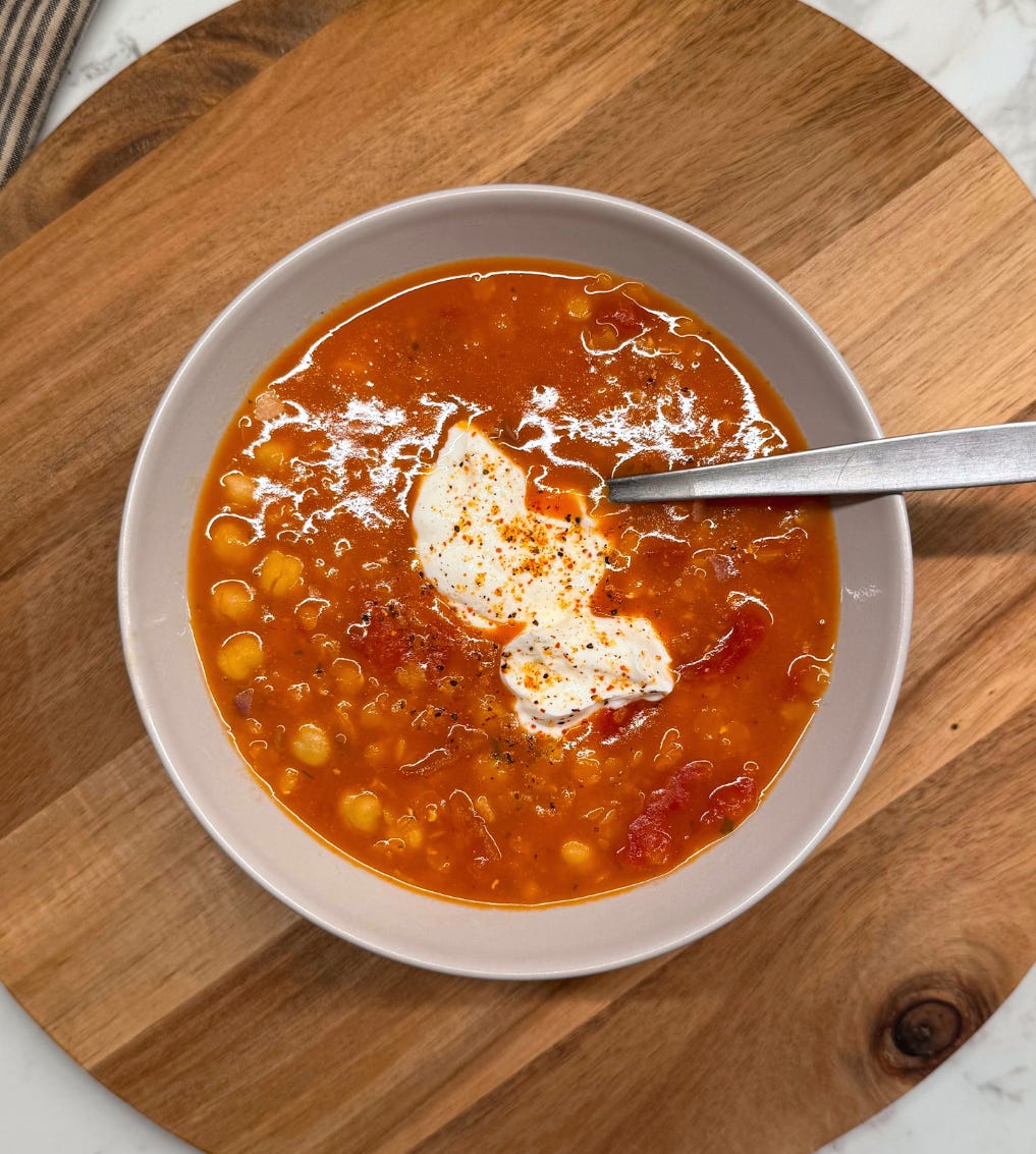 Protein Red Lentil & Chickpea Curry Soup | Easy Cozy One-Pot Meal