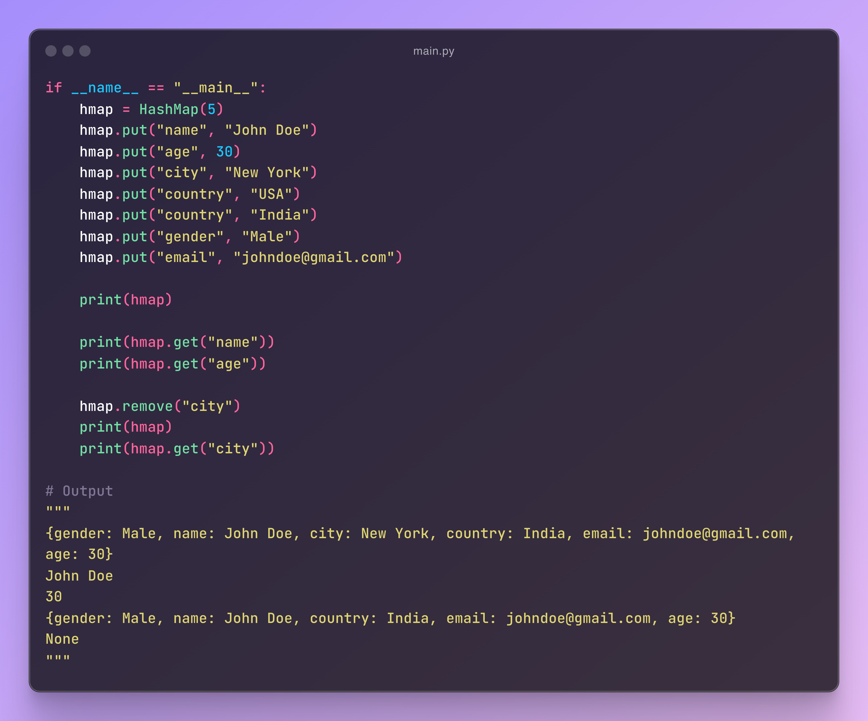 HashMap Implementation in Python - by Nitish Kumar