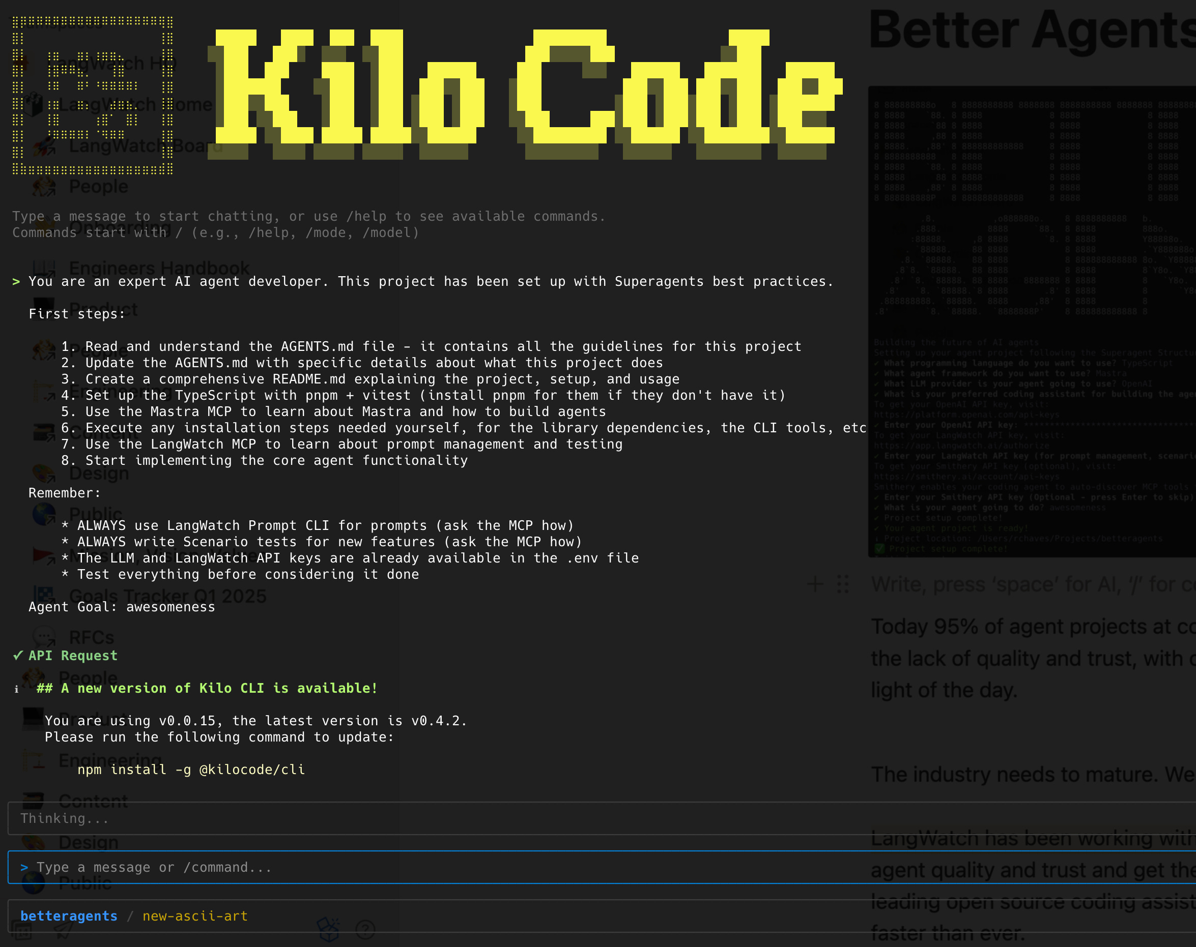Better Agents CLI with Kilo Code and LangWatch - by Darko