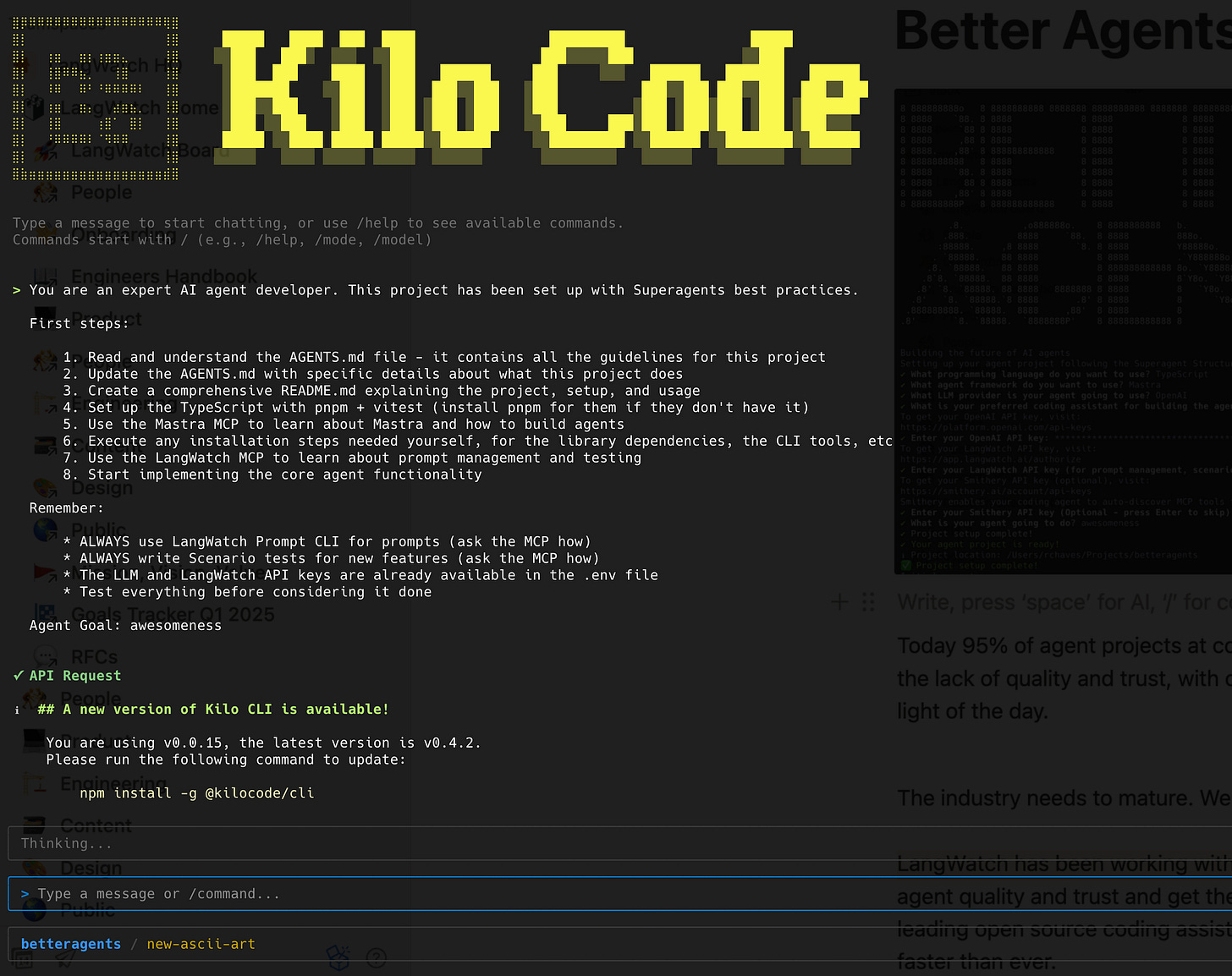 Better Agents CLI with Kilo Code and LangWatch - by Darko