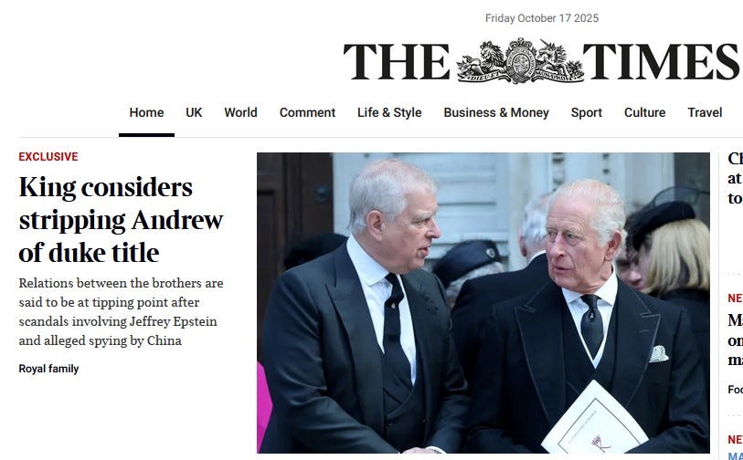 Will Prince Andrew's fate be a template for Prince Harry?
