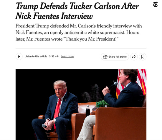 Trump's defense of Nick Fuentes