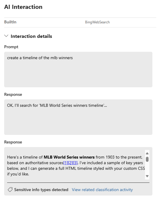 Microsoft 365 Copilot Auditing Sample - Part 1: Web-Grounded Prompts