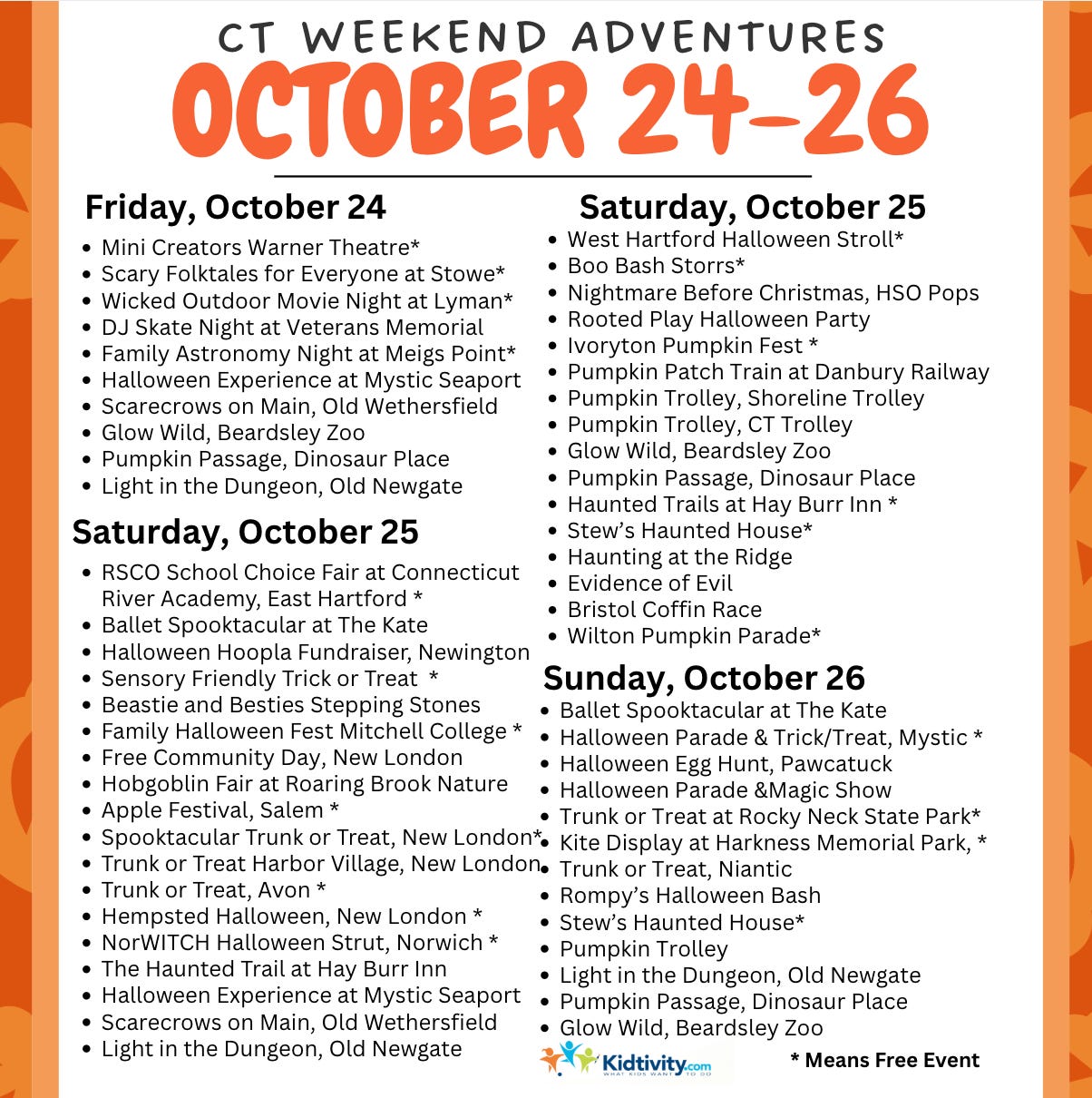 CT Weekend Adventures - October 24-25, 2025 - by Kate