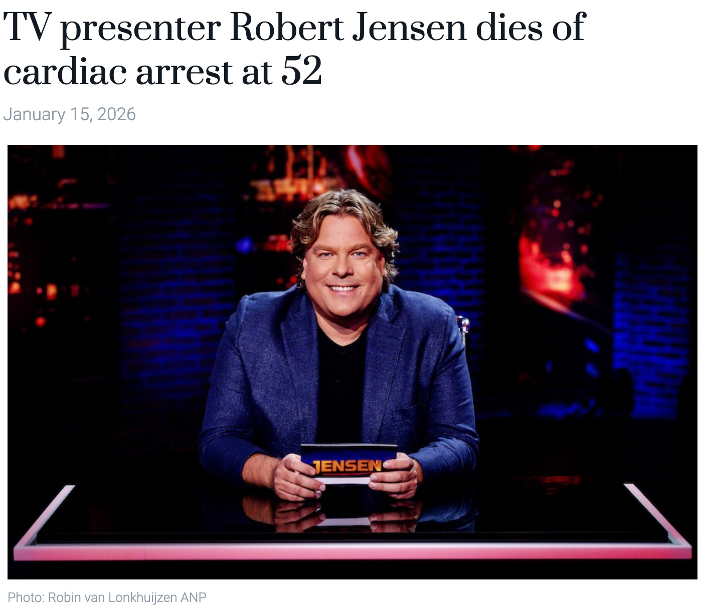 Dutch TV presenter who interviewed David Icke dies at 52