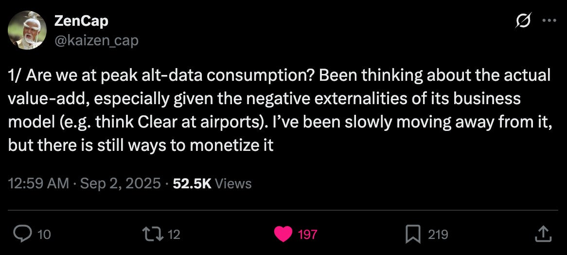 "New" L/S World: Pods, Yipit/MSci, Intraquarter Alt Data Trades