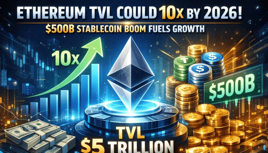 Ethereum TVL Could 10× by 2026 as $500B Stablecoin Boom Fuels Growth