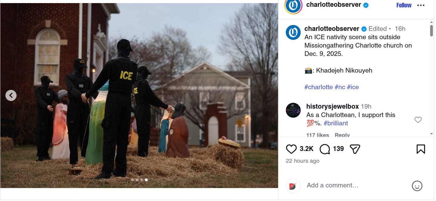 Charlotte Church Erects Blasphemous Nativity Scene Depicting ICE ...