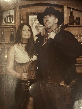 Michael Sparkman (@texashistorylessons): "Me and my wife in our outlaw ...