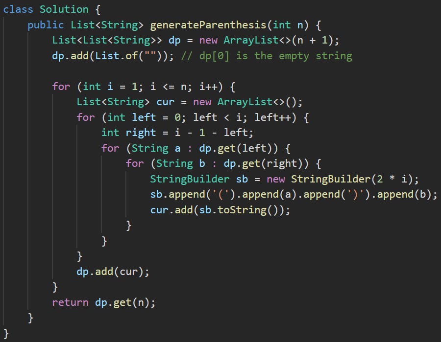 LeetCode #22: Generate Parentheses (Java)