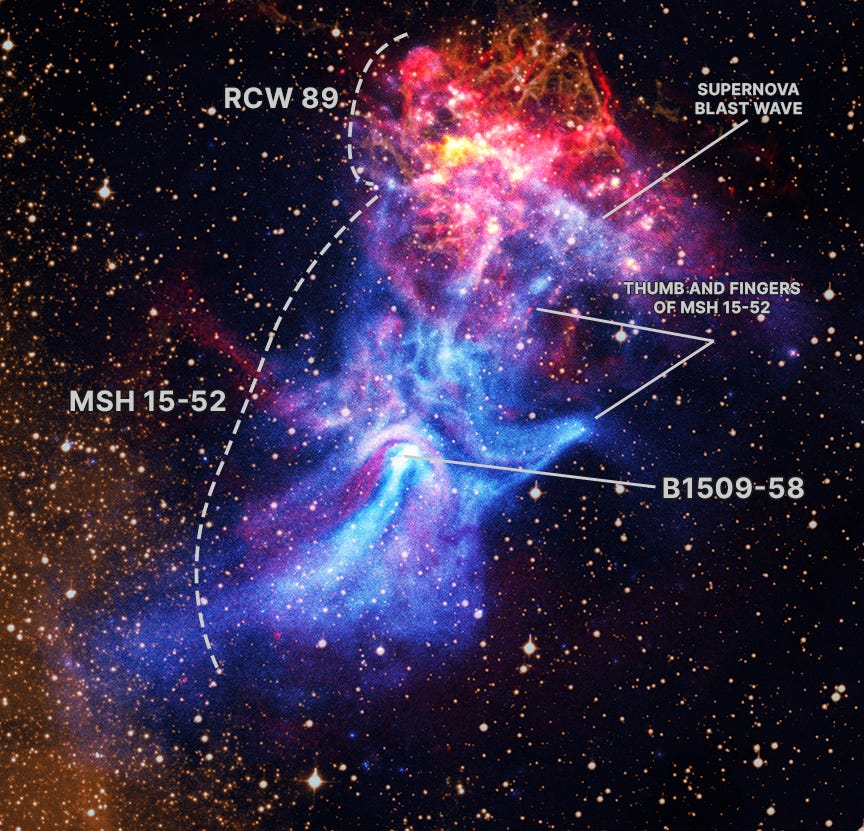 How a dead star carved the “Hand of God” in space