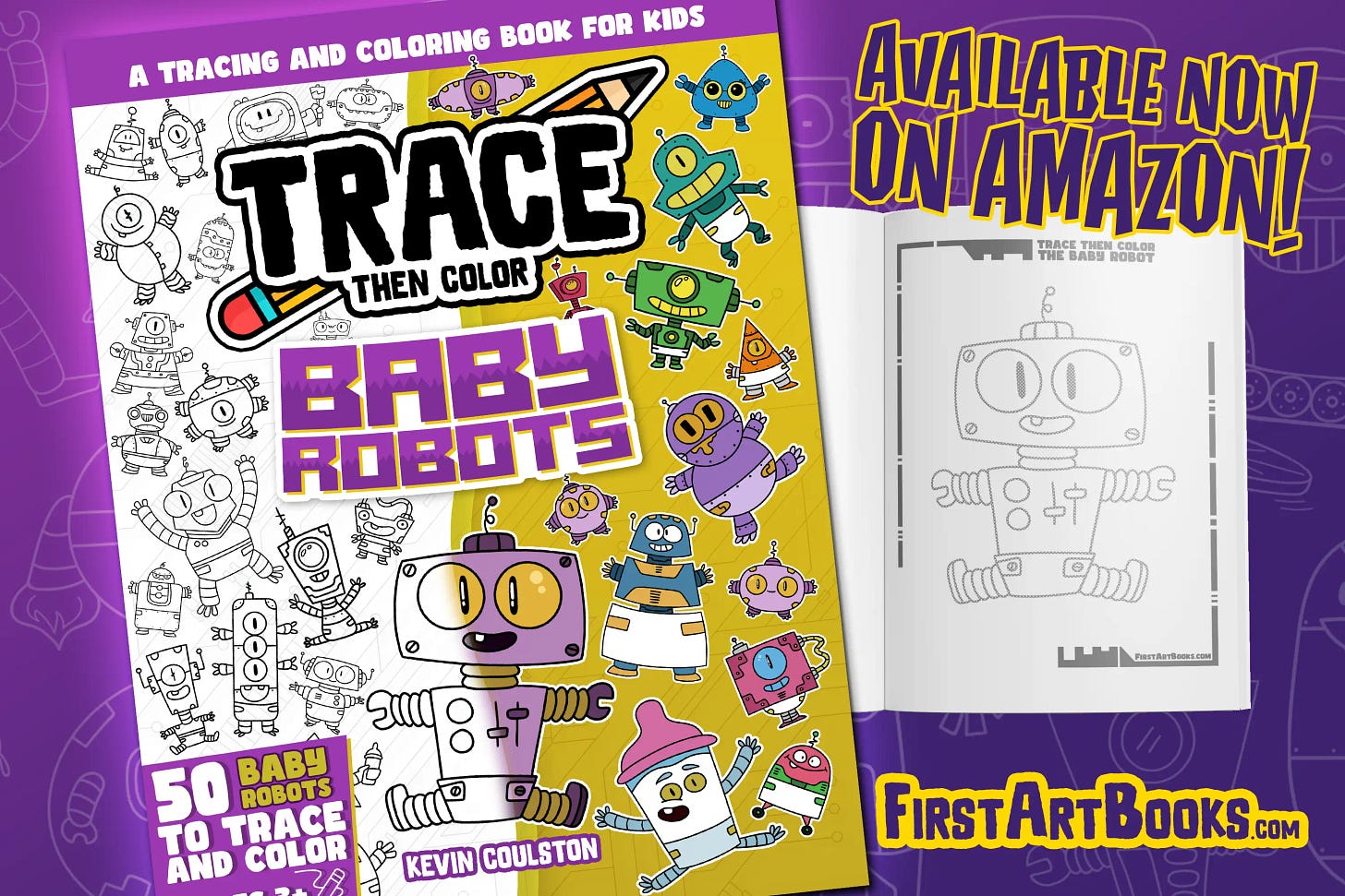 Free Baby Robot Coloring Page | From Trace Then Color: Baby Robots | A ...