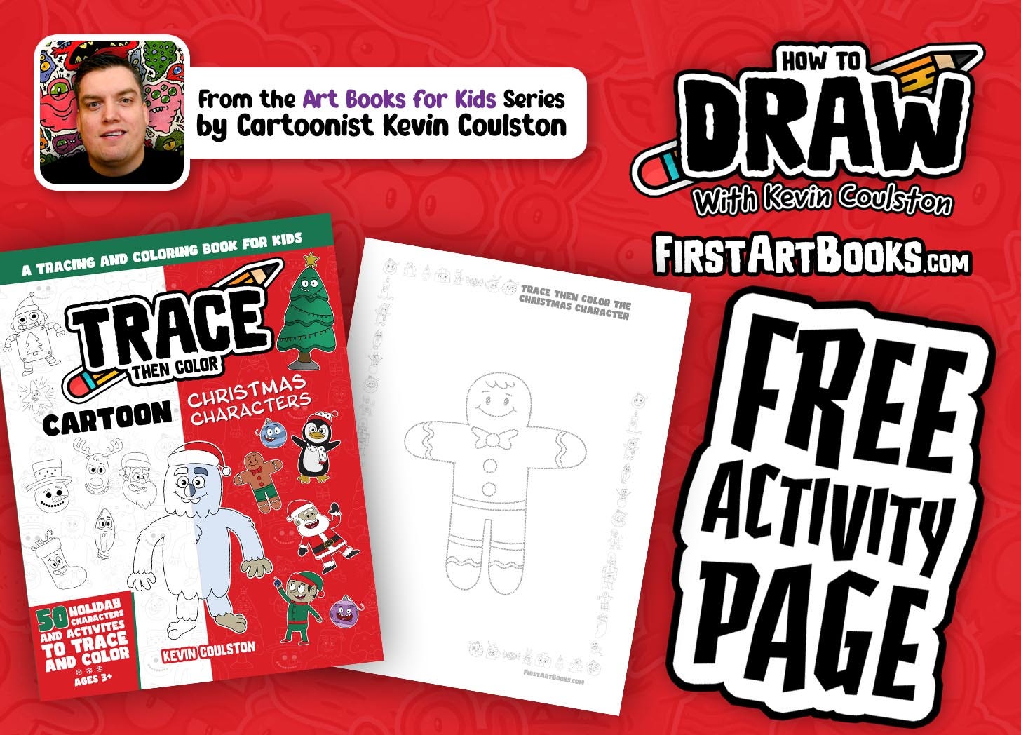Free Gingerbread Man Coloring Page | From Trace Then Color: Cartoon ...